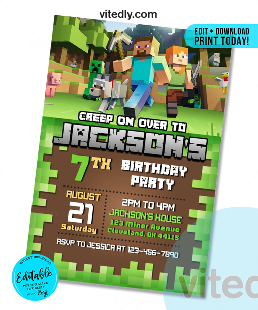 Minecraft Invitation for Girls – Vitedly