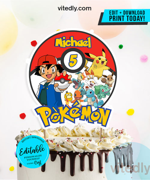 Pokemon Cake Topper | Pokemon Cake Centerpiece – Vitedly