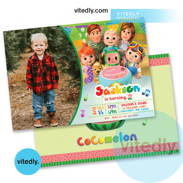 Cocomelon Invitation with Photo, Cocomelon Birthday Invitation – Vitedly