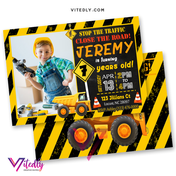 Construction Invitation with Photo and Free Thank you card – Vitedly