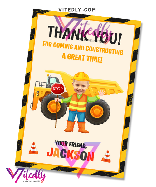 Construction Birthday Invitation with Custom Face! – Vitedly