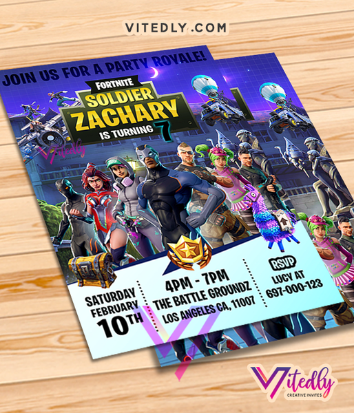 Fortnite Invitation Season 4 with FREE Thank you card! – Vitedly