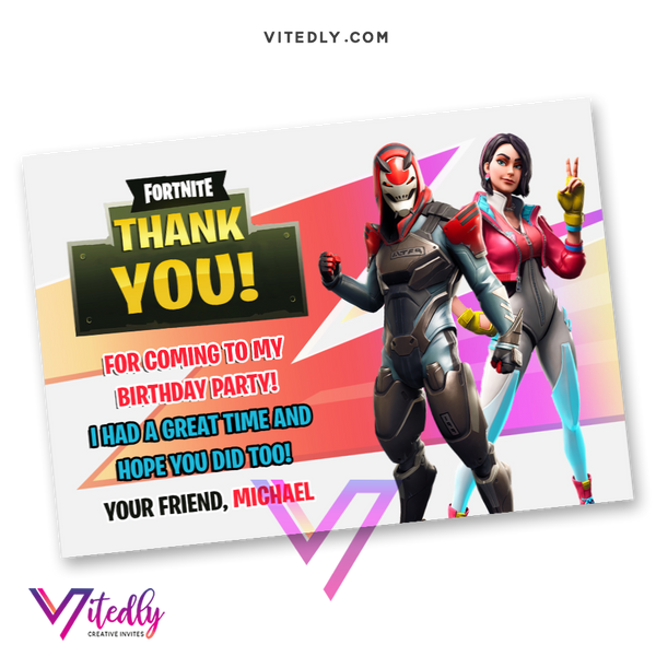 Fortnite Invitation Season 9 with FREE Thank you card! – Vitedly