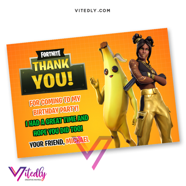 Fortnite Invitation Season 8 with FREE Thank you card! – Vitedly