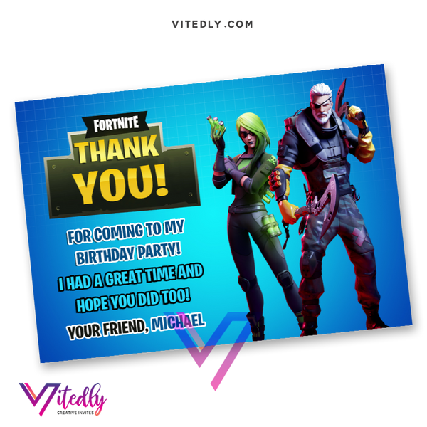 Fortnite Invitation Season 11 with FREE Thank you card! – Vitedly