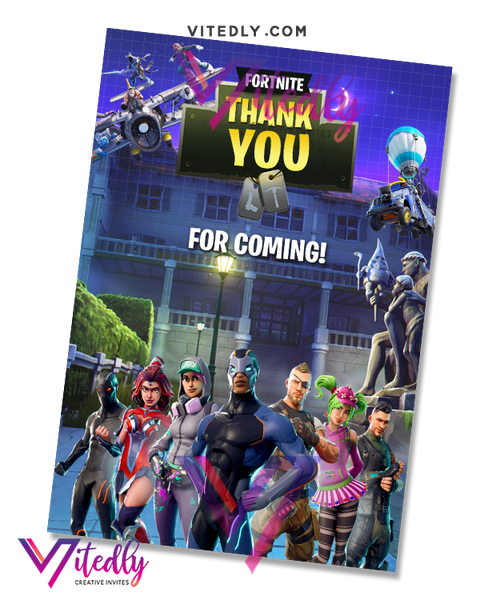 Fortnite Invitation Season 4 with FREE Thank you card! – Vitedly