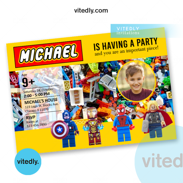 Lego Avengers Invitations Birthday
