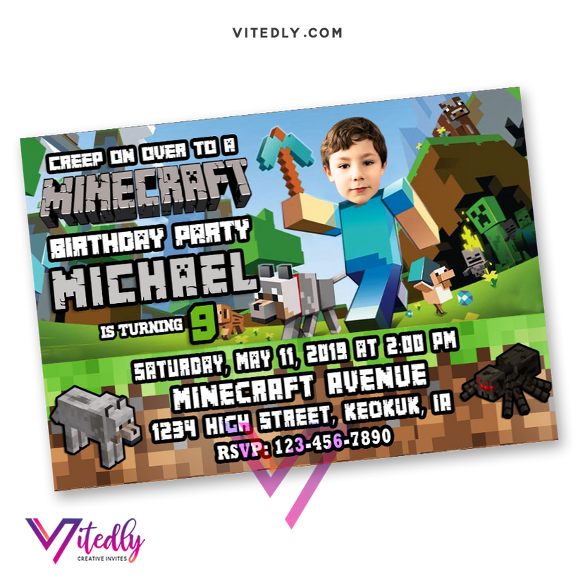 Minecraft Invitations Minecraft Birthday Invitations – Vitedly