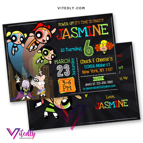 Power Puff Invitation with FREE Thank you card! – Vitedly