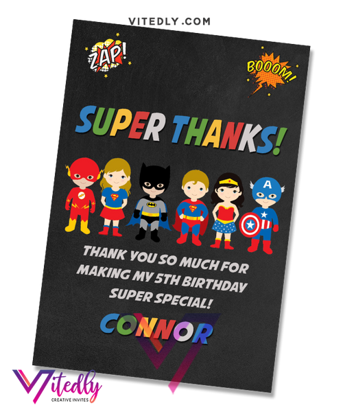 Superhero Invitation with FREE Thank you card – Vitedly