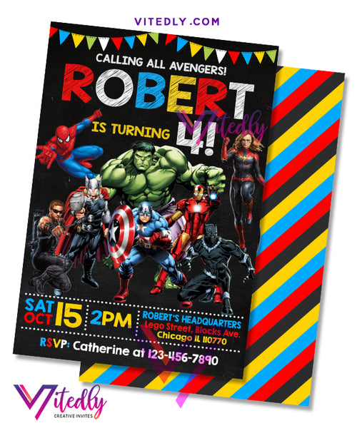 Comic Avengers Invitations