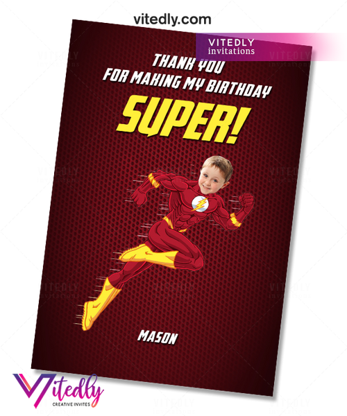The Flash Invitation with Custom Face and FREE Thank you card! – Vitedly