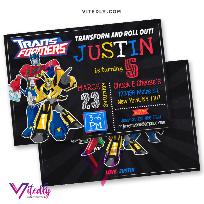 Transformers Birthday Invitation, Transformers Invitations – Vitedly