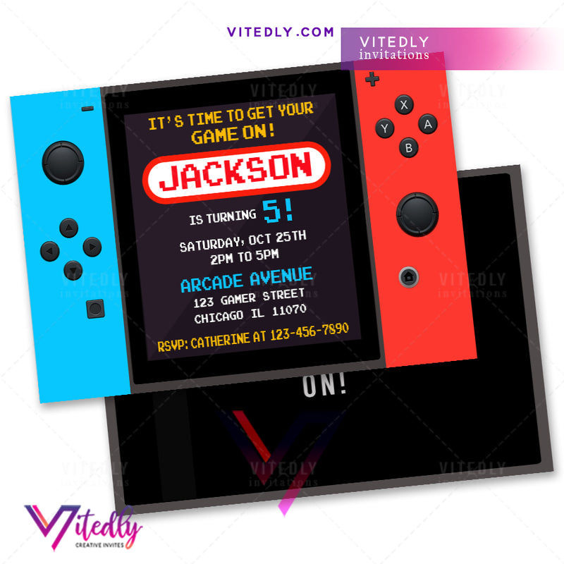 Nintendo Switch Birthday Invitation, Nintendo Switch Invitations – Vitedly