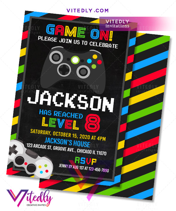 Nintendo Switch Birthday Invitation, Nintendo Switch Invitations – Vitedly