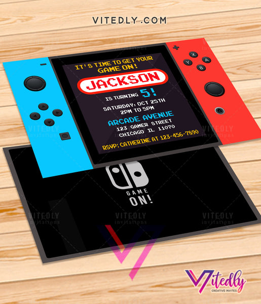 Nintendo Switch Birthday Invitation, Nintendo Switch Invitations – Vitedly
