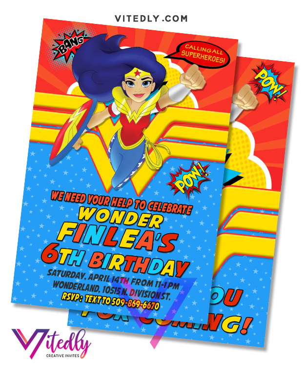 Wonder Woman Birthday Invitation Templates Wonder Woman Invitation